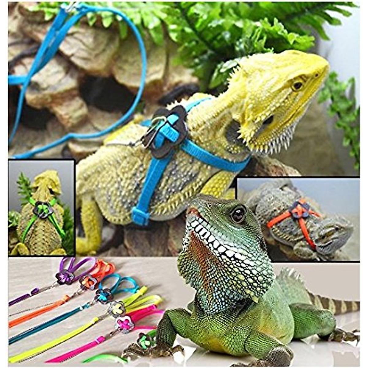Serdokntbig Adjustable Reptile Lizard Harness Leash Adjustable Multicolor Light Soft Fashion