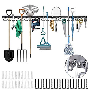 TORACK Bike Storage Rack, 6 Bike Rack Wall Mount Home and Garage Organizer, 64 Inch Garage Hooks Tool Organizer, Adjustable Wall Mounted Garage Hanger Storage System