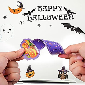 50 Pcs Halloween Bookmarks, Halloween Bookmark Ruler Pumpkins Ghost Skulls for Trick or Treat Prizes, Halloween Party Décor, Classroom Rewards, 10 Designs