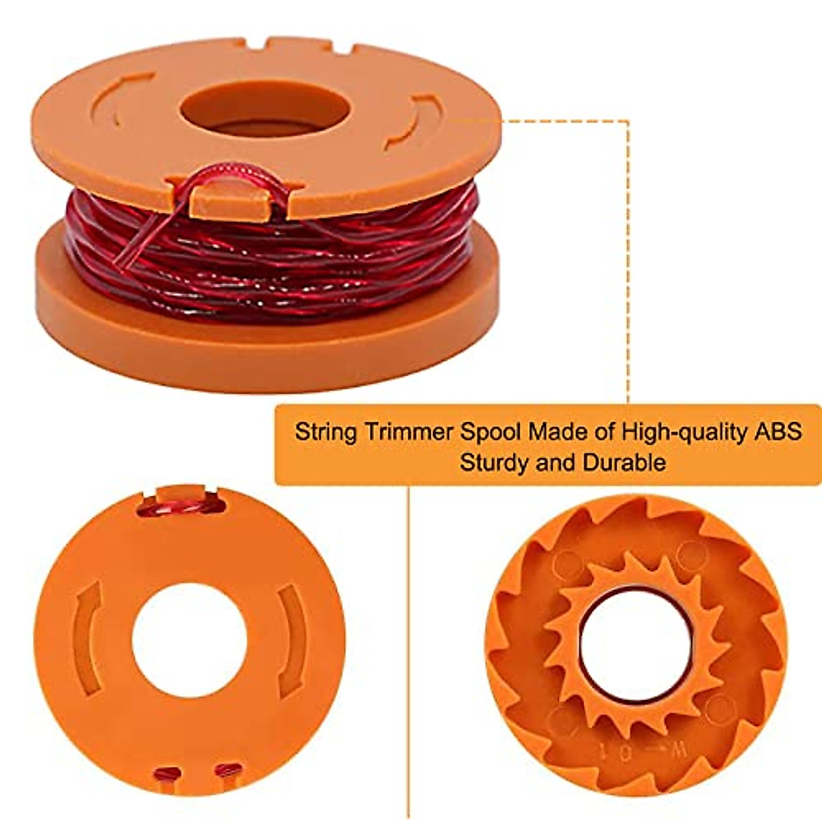 KAKO Replacement Spool for Worx Weed Eater String Wa0004, for Worx Trimmer Line Spools 10ft 0.065" Trimmer Line for Worx Wa0004 Replacement Spool Fit for Worx Trimmer Wa0004 Wa0010 (16 Spool+4 Cap)