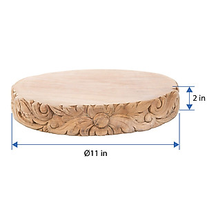 Balian Teak Wood Carved Round Tapas, Meat and Cheese Board or Charger, Natural