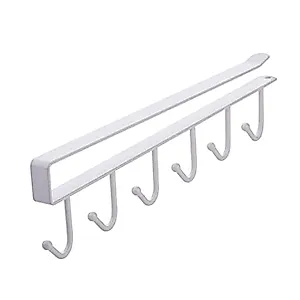 N/A 6 Hook Storage Rack Wardrobe Shelf Cup Holder Bathroom Kitchen Hanger Towel Rack (Color : OneColor, Size : 7 * 25cm)