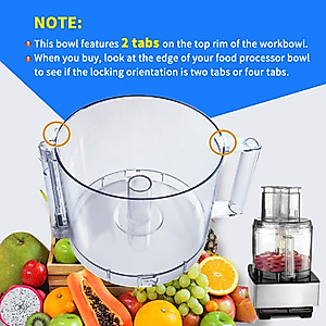 Vanshly DLC-005AGTX,14-Cup Food Processor Work Bowl Compatible with Cuisinart DLC-7 & DFP-14，NOTE:This bowl features 2 tabs on the top rim of the workbowl