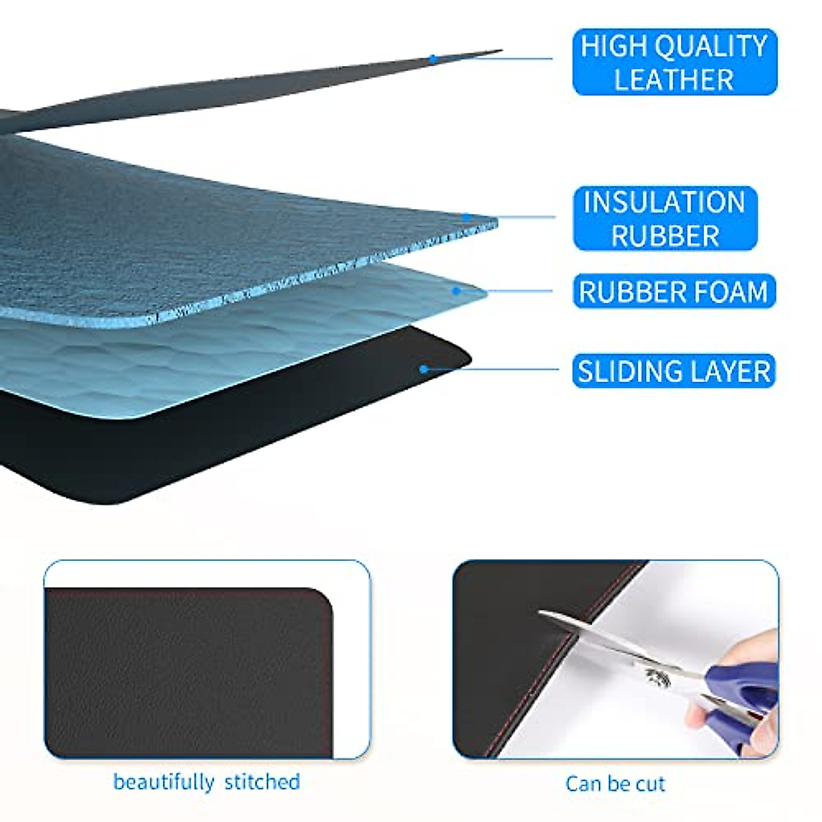 Kitchen Countertop Slide Mat, Leather Coffee Sliding Mats for Kitchen Appliance, Heat Resistant Slide Mat Kitchen Slider Tray Pads for Air Fryer, Stand Mixer,Toaster,Coffee Maker (Big black)