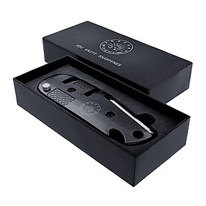 Off-Grid Knives - EDC Knife Sharpener, Compact 5-In-1 Sharpening Tool for Hunting, Camping, Fishing, Bug Out Bag, Tool Box, Kitchen Knives and Sharpen Fishing Hooks (Black)