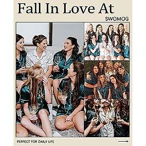 SWOMOG Women's Silk Satin Pajamas Set Short Sleeve Sleepwear Button Down Loungewear Checker Top and Shorts 2 Pcs Pjs