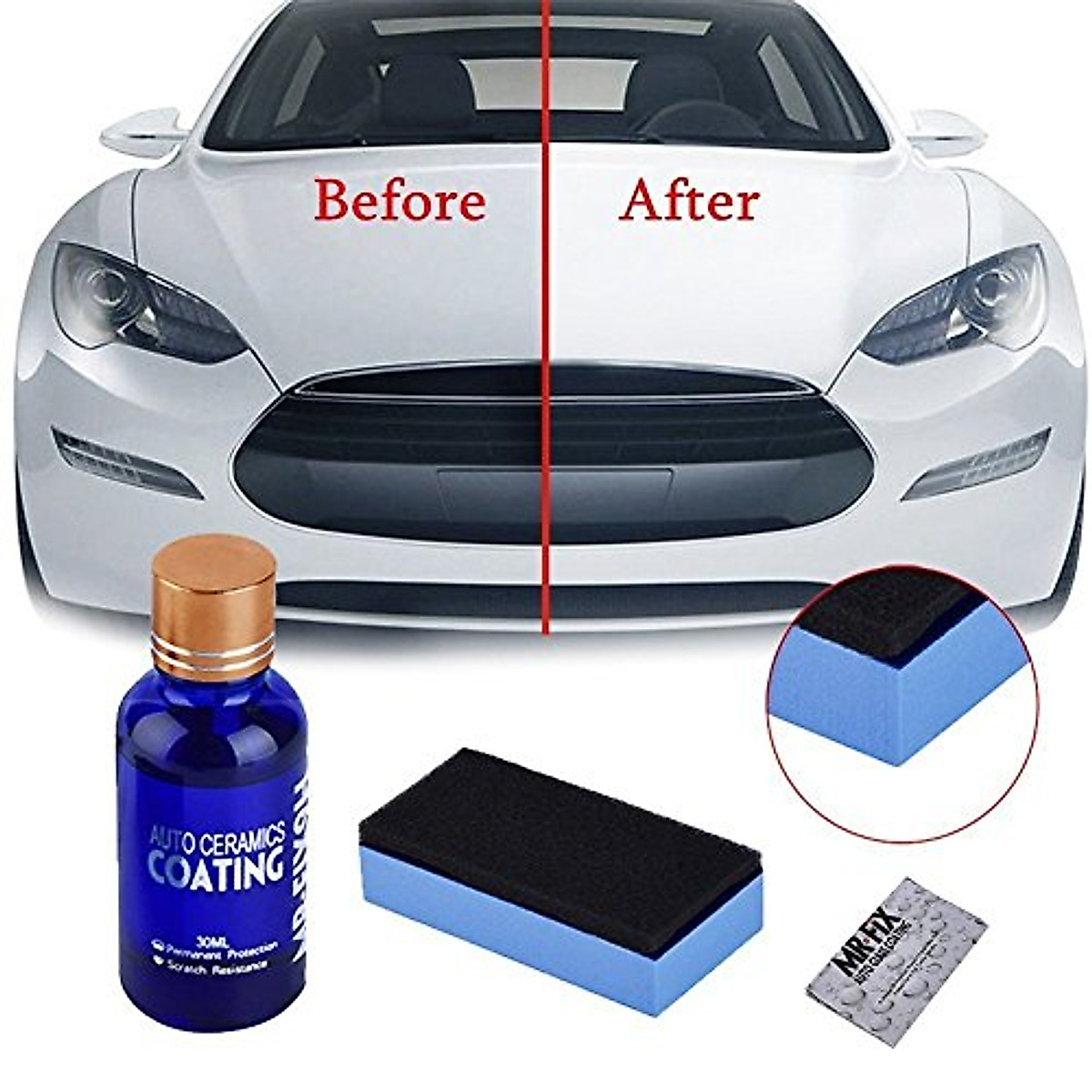 Malcm High Gloss Ceramic Car Coating Kit, Anti-scratch Car Polish Exterior Care Paint Sealant 9H Hardness 30ML (1Pcs)