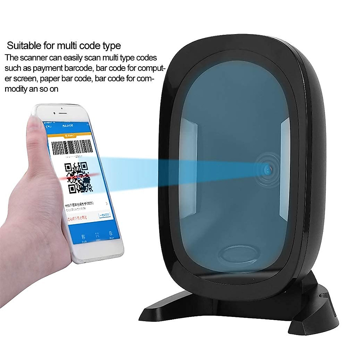 Sonew Hands- QR Barcode Scanner, Wired Omnidirectional Automatic Barcode Reader for Supermarket Pharmacy Retail Store Warehouse Cash Register