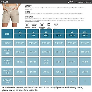 Willit Women's Shorts Hiking Cargo Golf Shorts Outdoor Summer Shorts with Pockets Water Resistant Black M