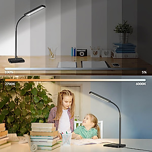 LEPOWER Desk Lamp, 800LM LED Desk Lamp for Home Office, 12W Reading Lamp for Desk, Eye-Caring Desk Light, Touch Table Lamp, Gooseneck Lamp, 50 Lighting Modes, Bright Desk Lamps for Bedroom, Study Room
