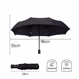 ResArea Windproof Travel Umbrellas Automatic Folding and Portable Umbrellas for Rain Ergonomic Handle Light Unisex Black