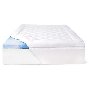 4" SealyChill™ Gel + Comfort Memory Foam Mattress Topper with Pillowtop Washable Allergen Resistant Cover, Full White
