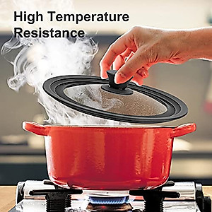 Universal Lid for Pots, Pans and Skillets - Tempered Glass Lid with Heat Resistant Silicone Rim Fits 10" - 12" Diameter Cookware, Replacement Lid for Frying Pan and Cast Iron Skillet(10"11"12")