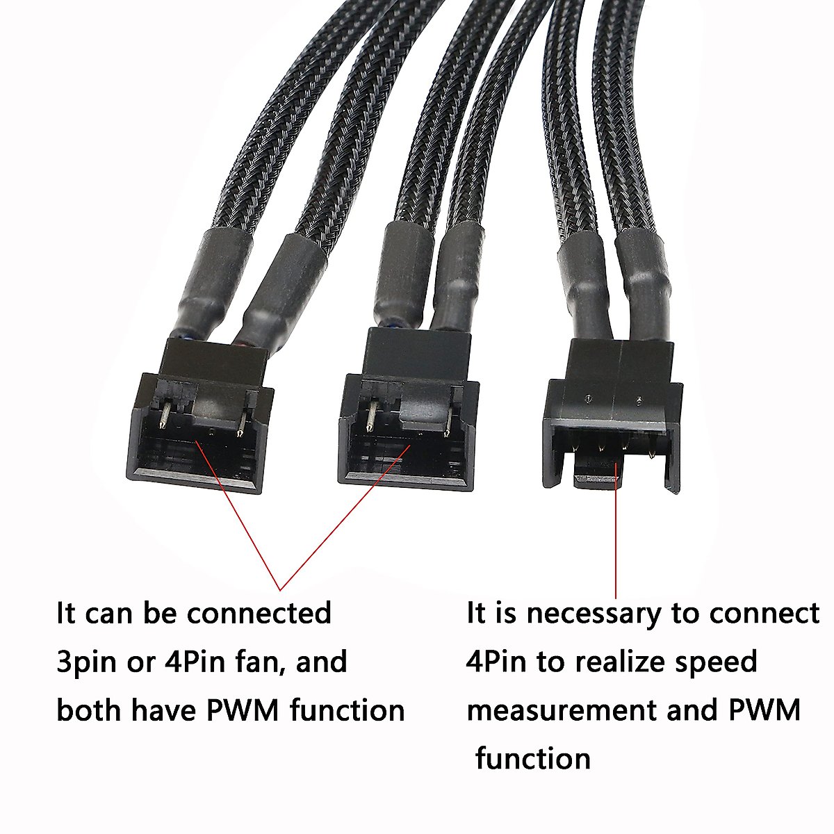 XMSJSIY SATA to 3 Pin 4 Pin PWM Fan Adapter Splitter Hub for 12V Desktop Computer Cooler Case Fans, 2 Pieces Packing