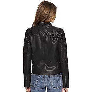 Levi's Women's Faux Leather Motocross Racer Jacket (Standard and Plus), Black, Large