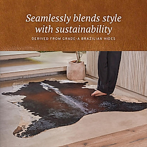 ecowhides 100% Genuine Brazilian Cowhide Rug - Tricolor - Luxury Cowskin Cow Hide Leather Area Rug Home Decor, (XXL) 8 X 7 ft