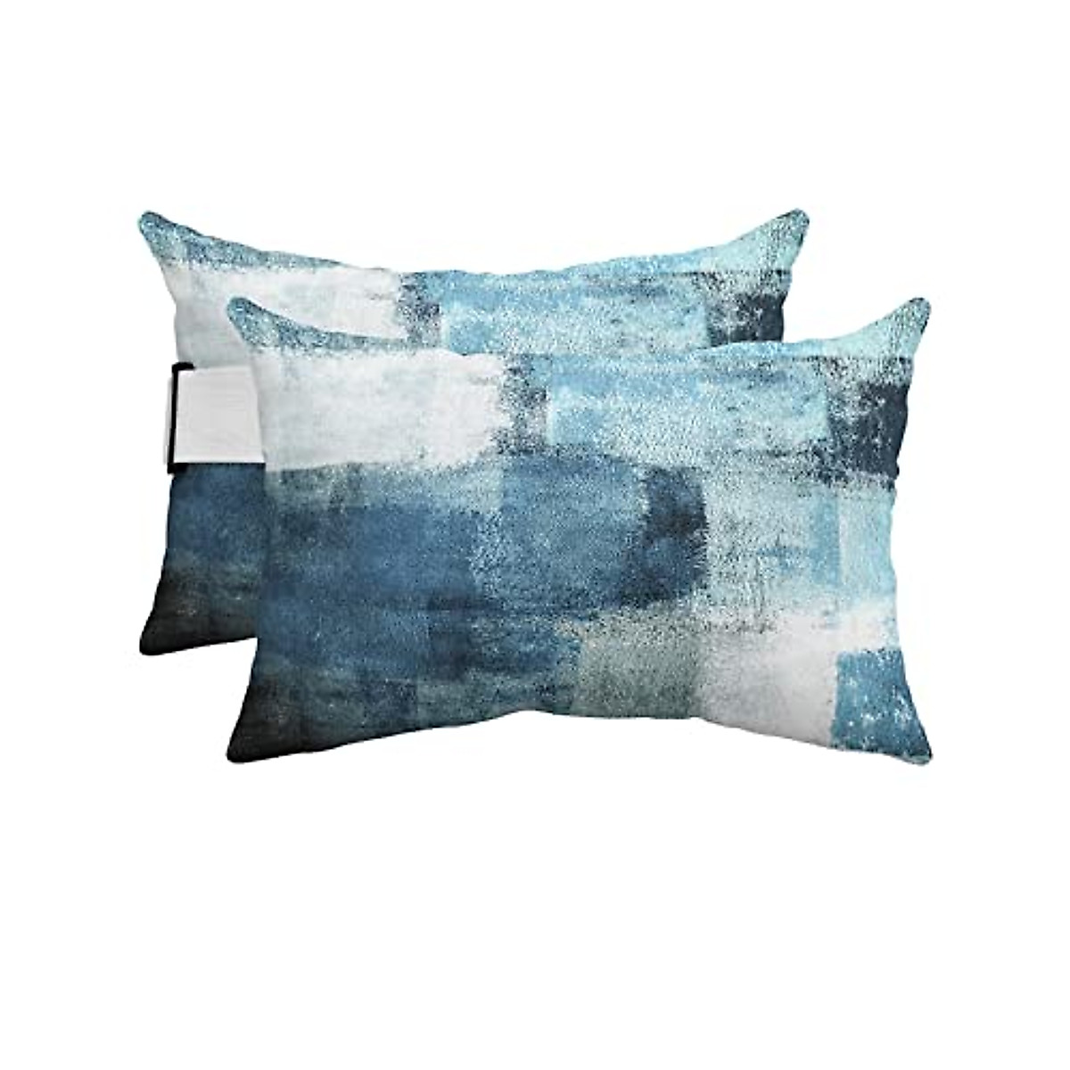 Recliner Head Pillow Ledge Loungers Chair Pillows with Insert Abstract Geometric Oil Painting Graffiti Blue Lumbar Pillow with Adjustable Strap Outdoor Waterproof Patio Pillows for Beach Pool, 2 PCS