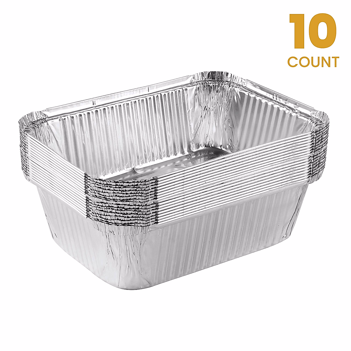 PLASTICPRO Disposable 5 LB Aluminum Takeout Tin Foil Baking Pans 7'' X 10'' X 3'' Inch Bakeware - Cookware Perfect for Baking Cakes,Brownies,Bread, Meatloaf, Lasagna, Pack of 10