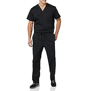 Amazon Essentials Men's Elastic Drawstring Waist Scrub Pant, Black, Medium