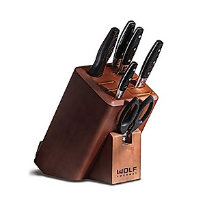 Wolf Gourmet 7 Piece Cutlery Knife Set, Hardwood Block, Forged High-Carbon Stainless Steel, Durable, Lifetime Limited Warranty (WGCU100S)