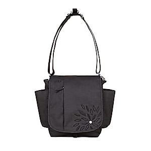 HAIKU To Go Convertible 2.0 Crossbody and Backpack Messenger-Style Travel Bag with Adjustable Shoulder Straps and Dual Water Bottle Pockets, Black in Bloom