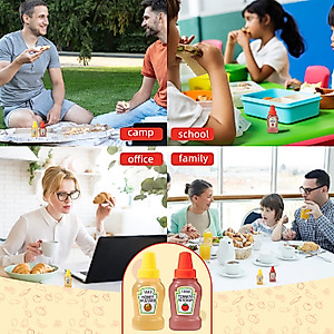 RAYNAG 6 Pack Mini Ketchup Bottles 25ml Mustard Squeeze Bottle Portable Condiment Containers Refillable Honey Sauce Salad Dressing Dispensers Jars for Kids Adults Lunch Bento Box BBQ Camping Travel