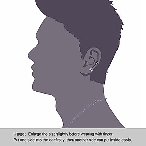 JewelrieShop Earcuffs Stainless Steel Ear Cuffs Helix Cartilage Clip on Wrap Punk Earrings for Women Men Non Piercing Adjustable 2 pairs