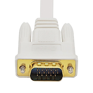 DTech Thin Flexible 6 Feet VGA to VGA Cable Male to Male 1080p High Resolution Short Computer Monitor Cord - White - 6ft