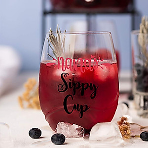 AGMDESIGN Nana's Sippy Cup Wine Glass, Grandma Gifts, Nana Birthday Gift for Nana, Best Nana Ever, Nana Gifts from Grandkids, Great Grandma Gifts, Funny Birthday Gifts for Mom from Daughter, Son