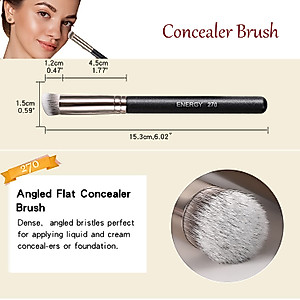 ENERGY Concealer Brush Set Professional Angle Under Eye Concealer Brushes Flat Top Perfect For Eye Concealer Foundation Blending Liquid Cream or Flawless Powder Cosmetics Buffing Stippling