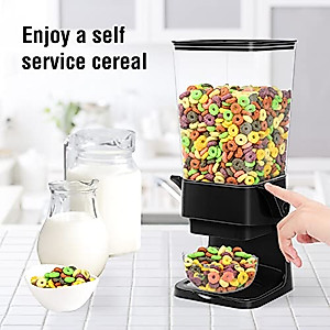 Mivvosakuki Double Cereal Dispenser Countertop Large Cereal Containers Storage Dispenser For Pantry Dry Food Dispenser Countertop Rice Candy Dispenser Machine For Snack,Nuts, Granola(Black,2PC)