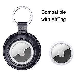 Wisdompro PU Leather Coin Holder Keychain for AA Medallion, Standard Challenge Coin, Recovery Chip, Compatible with Apple AirTag - Black