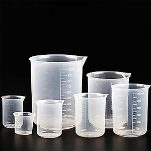 weeee Clear Plastic Graduated Measuring Beaker Capacity Transparent Kitchen Laboratory Plastic Graduated Volumetric Beaker Container Measuring Cup Tool, 50ml