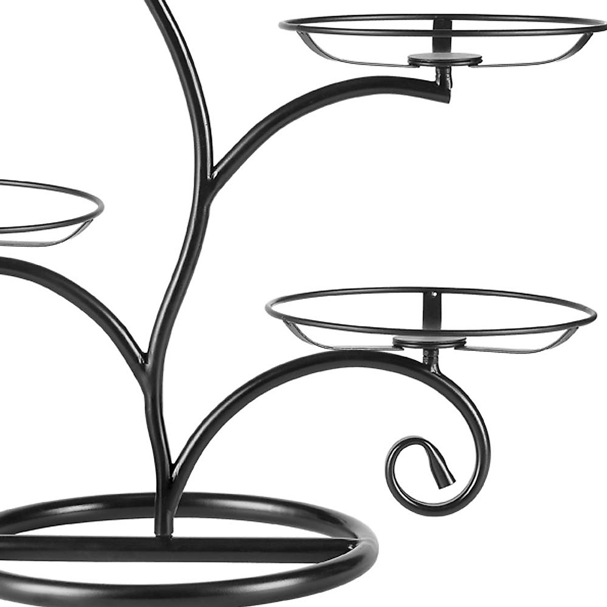 GuangYang Four Tier Tree Stand Display Serving Platter, Multi-Tier Cake Tray Stand, Food Server Display Plate Rack, Black Frame