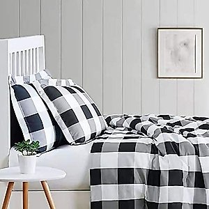 Truly Soft Everyday Buffalo Plaid Black Full/Queen Duvet Cover Set