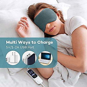 Heated Eye Mask, Warm Eye Compress Mask for Dry Eyes, USB Electric Eye Heating Pad with Temperature & Timer Control, Dry Eye Mask for Dry Eyes Blepharitis Sinus Migraine Stye MGD Puffiness Gray