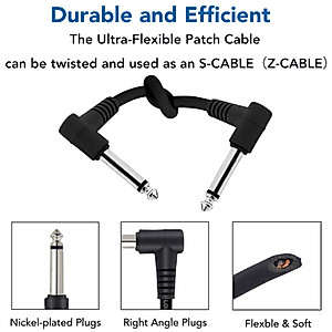 Dalonfy Guitar Effect Pedal Cables 6 Inch -1/4 Instrument Cables for Effect Pedals Right Angle Patch Cable Right Angle Pedal Cable Kit