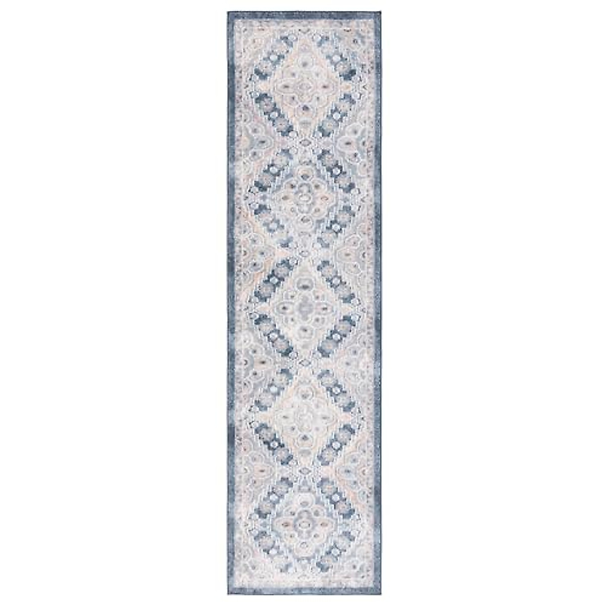 SAFAVIEH Blair Washable Collection Runner Rug - 8' Runner, Grey & Navy, Contemporary Design, Washable & Slip Resistant, Ideal for High Traffic Areas in Hallway, Bathroom & Kitchen (BLR220F-28)