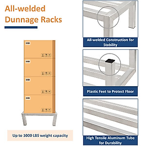 GSW 8-Inch High All Welded Aluminum Dunnage Racks with Plastic Feet, 12”L x 14”W x 8”H