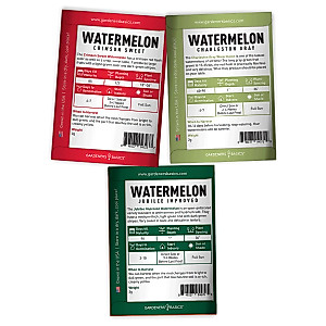 Watermelon Fruit Seeds for Planting Home Garden 5 Variety Packets - Crimson Sweet, Jubilee Improved, Tendersweet Orange, Charleston Grey, and All Sweet Watermelon Seed Packs by Gardeners Basics