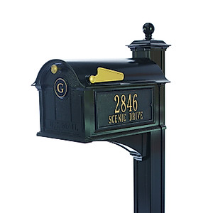 Whitehall™ Personalized Whitehall Balmoral Mailbox with Side Address Plaques, Monogram & Post Package (3 Colors Available)