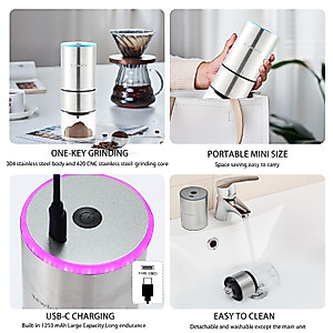 NewlukPro Coffee Grinder Electric, Portable Mini Conical Burr Mill, Stainless Steel Compact Cafe Grind with Precise Adjustable Settings,Automatic Coffee Bean Grinding for Drip Espresso PourOver