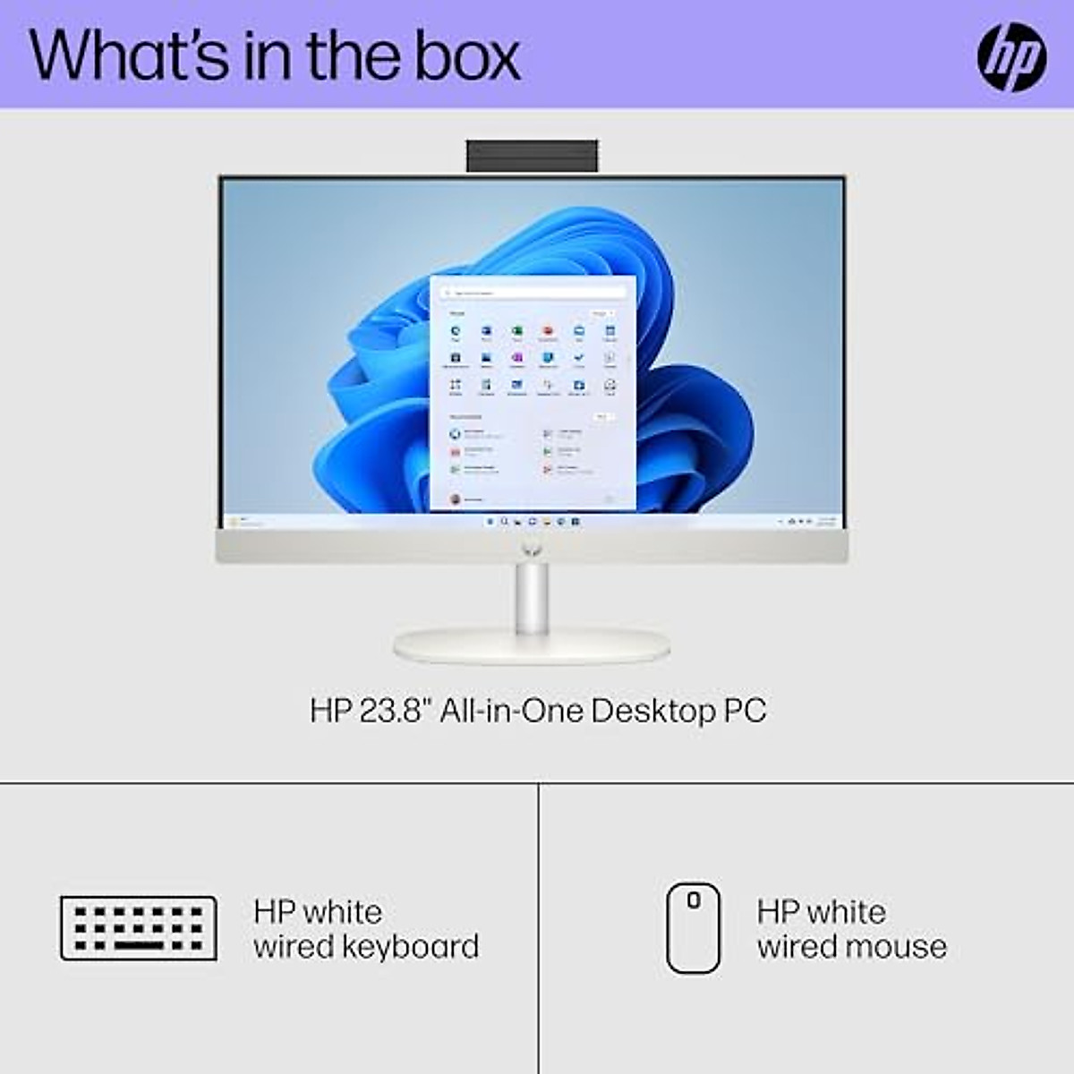 HP 23.8 inch All-in-One Desktop PC, FHD Display, AMD Athlon Silver 7120U, 8 GB RAM, 256 GB SSD, AMD Radeon Graphics, Windows 11 Home, 24-cr0110 (2023)
