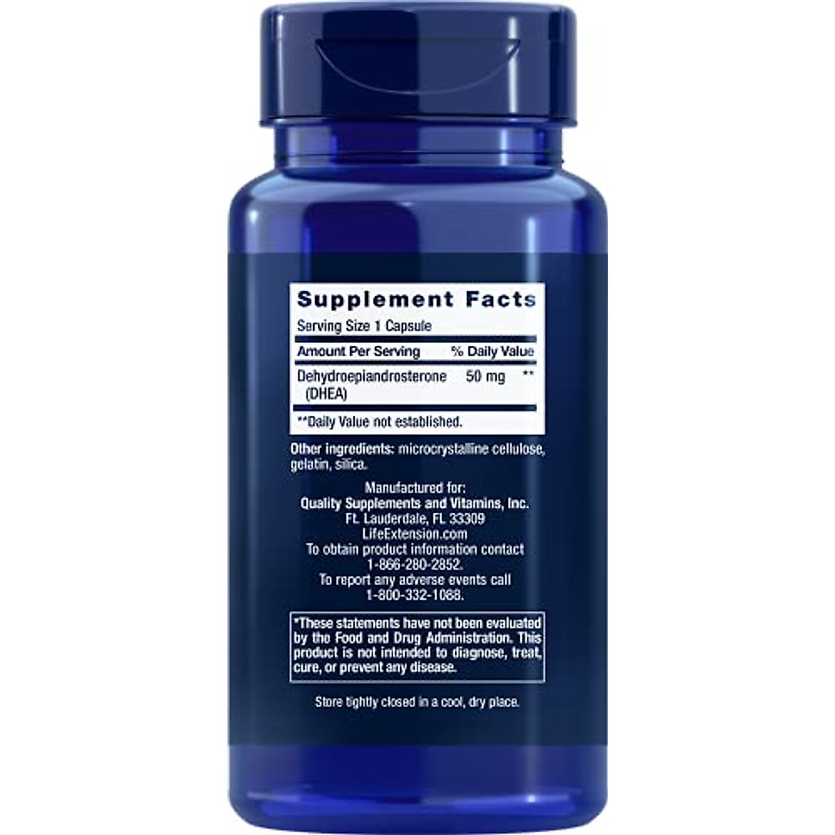 Life Extension DHEA - For Hormone Balance, Immune Support, Anti-Aging, Cardio, Circulatory & Bone and Sexual Health - Dehydroepiandrosterone For Memory Support - Non-GMO - 60 Capsules