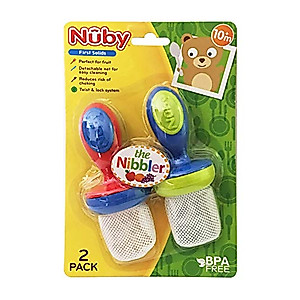 Nuby 2-Pack Nibbler Mesh Feeders, Colors May Vary