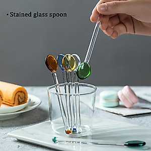 Generic 5Pcs Glass Stirring Spoons Heat Resistant Mixing Rod For Coffee Tea Yogurt Ice Cream Cocktail Cold Drink Salt Sugar Appetizers And Desserts