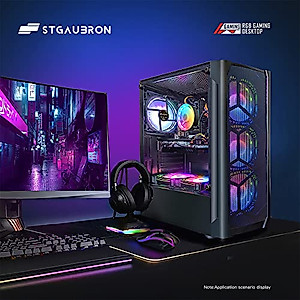 STGAubron Gaming Desktop PC Computer,Intel Core I7 3.4 GHz up to 3.9 GHz,Radeon RX 580 8G GDDR5,16G RAM,512G SSD,WiFi,Bluetooth 5.0,RGB Fanx6,RGB Keyboard&Mouse&Mouse Pad,RGB BT Sound Bar,W10H64