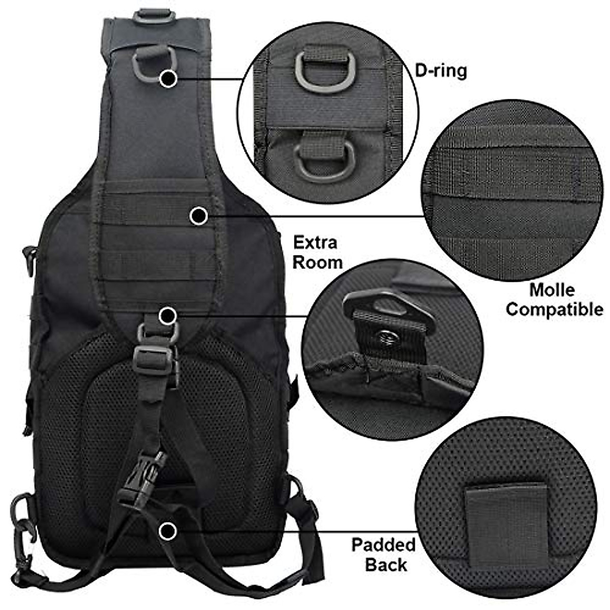 hopopower Tactical Sling Bag Pack Military Assault Rucksack Shoulder Bag Backpack Chest Pack Handbag Waterproof for Travel Hiking Camping Trekking Exploring Fishing Hunting