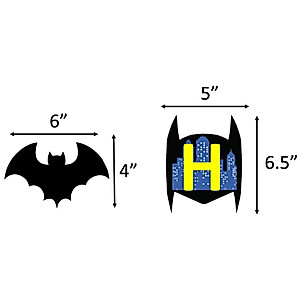 Vision Licensed Bat Superhero Large 6" Happy Birthday Banner Sign | Unique Bat design City Background For Kids Bat Birthday Theme Party Supplies