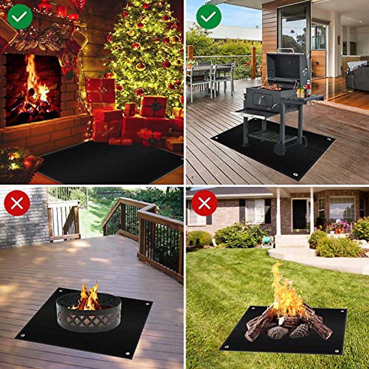 NEZUIBAN Fire Pit Mats - 39 x 47in Under Grill Mats for Outdoor Grill ...